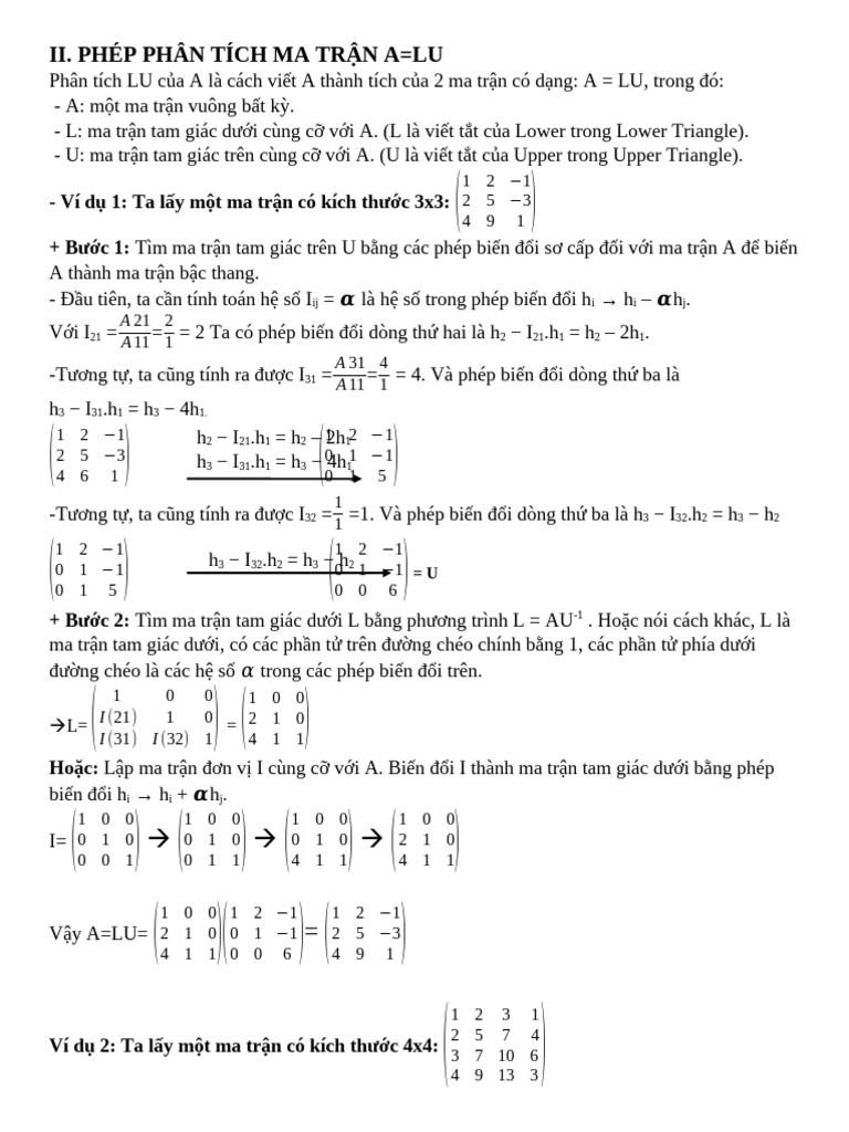PHÉP PHÂN TÍCH MA TRẬN ALU | PDF