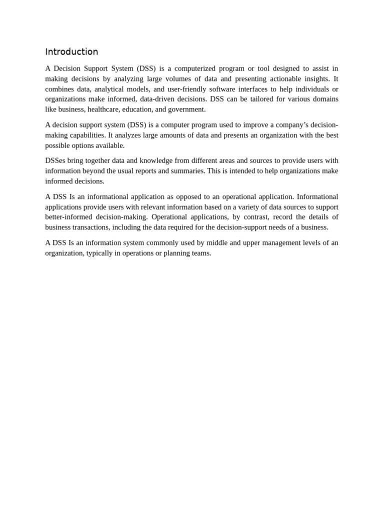 DSS Component for Analysis Operations | PDF | Decision Support System | Data Analysis