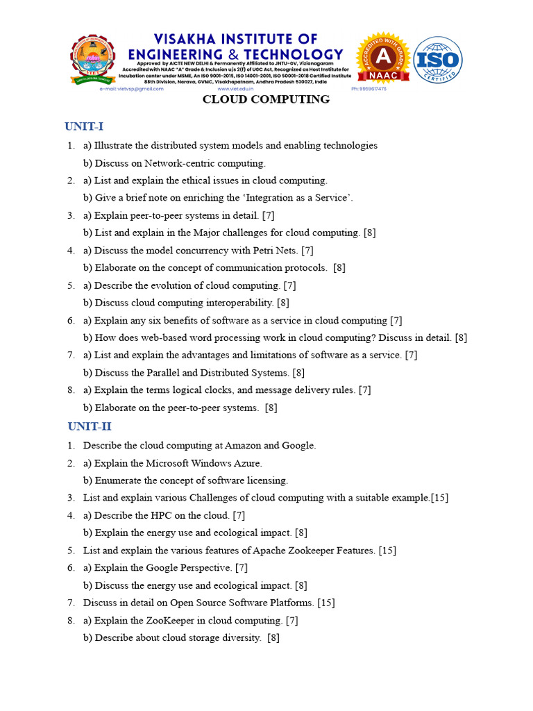 Question Bank | PDF | Cloud Computing | Virtualization
