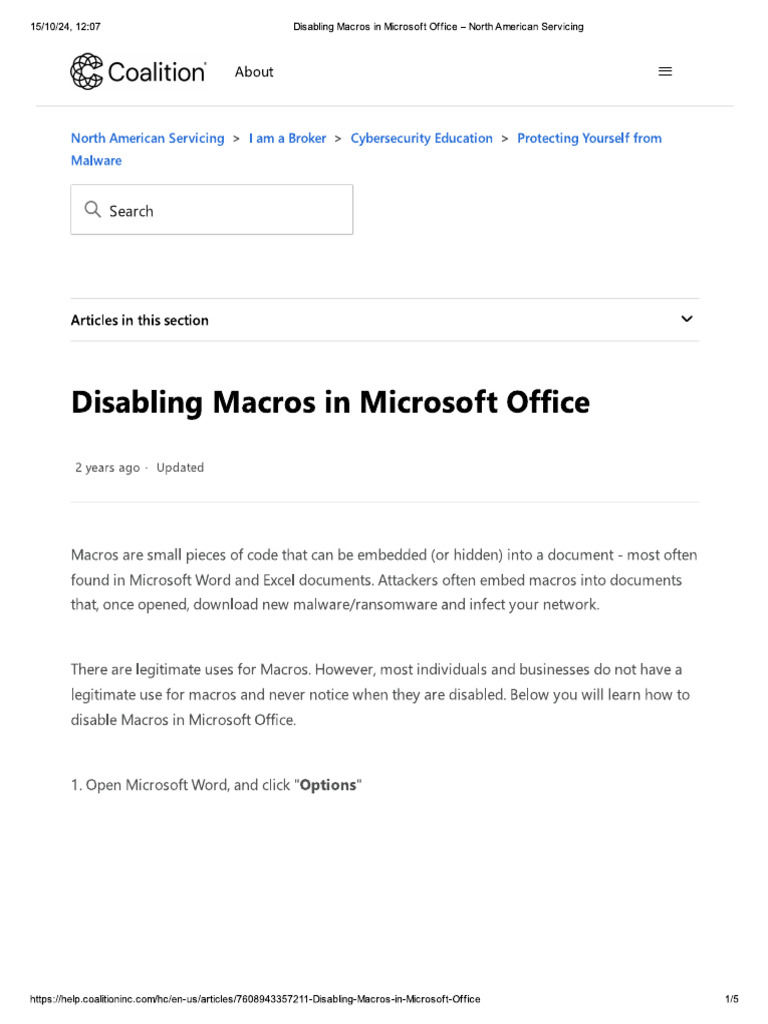 Disabling Macros in Microsoft Excel | PDF