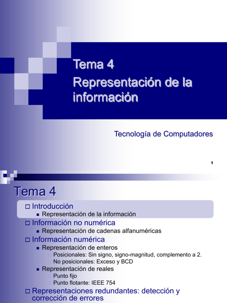 Transparencias Tema2.1 Representación Datos | PDF | Ascii | Decimal codificado en binario
