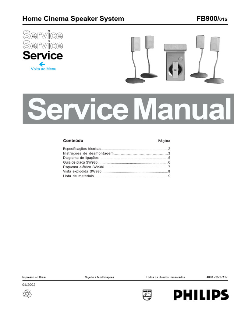 Philips-FB-900-Service-Manual | PDF | Metrologia | Quantidades físicas