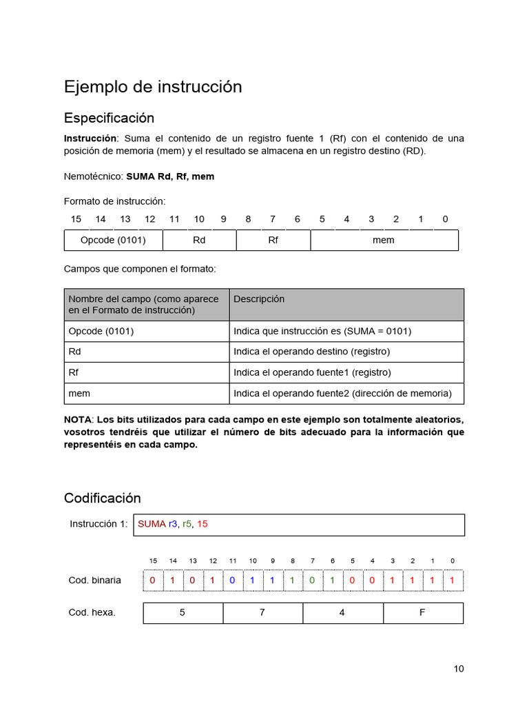 Ejemplo Ejercicio Formato de Una Instrucción | PDF