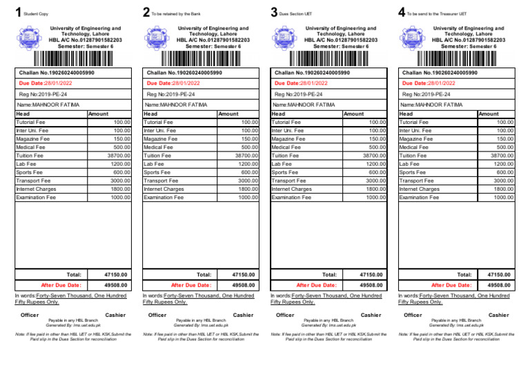 Obe Dues Fee Structure - Report Student Challan View | PDF | Service ...