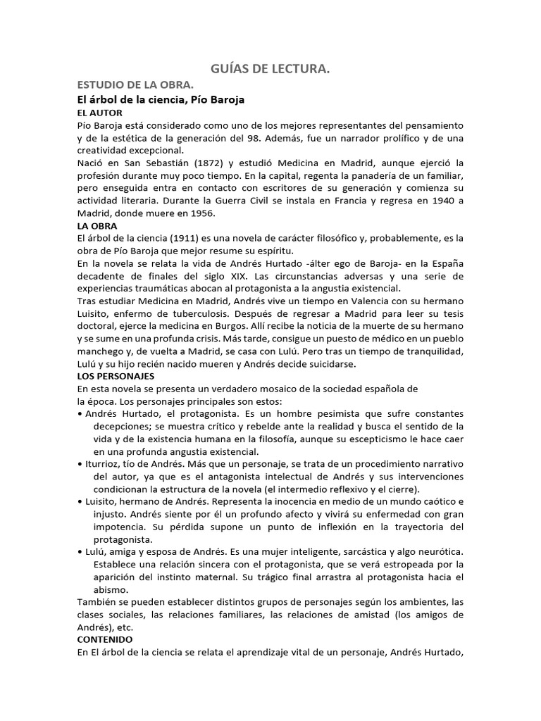 Gu As de Lectura. El Rbol de La Ciencia. | PDF