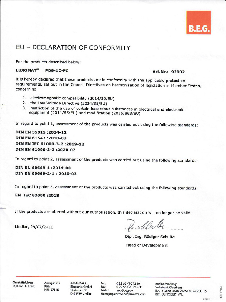 Ce Declaration of Conformity en | PDF