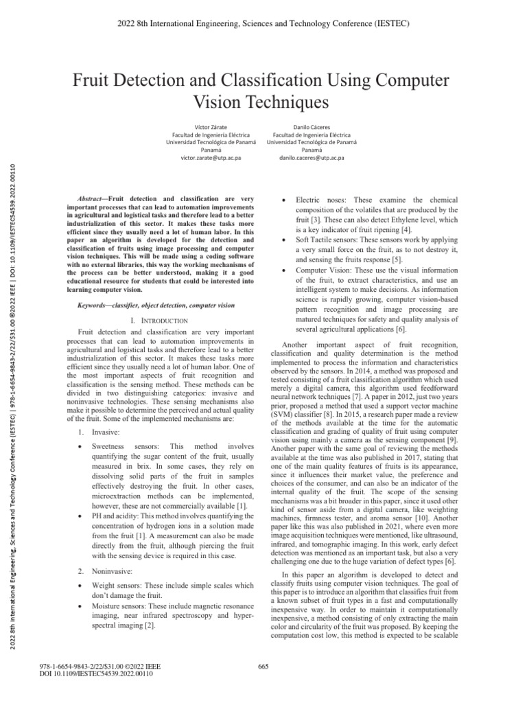 Fruit Detection and Classification Using Computer Vision Techniques | PDF | Computer Vision ...