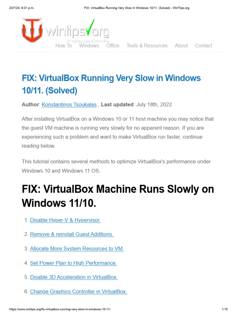 FIX - VirtualBox Running Very Slow in Windows 10 - 11. (Solved) | PDF | Hyper V | Virtual Machine