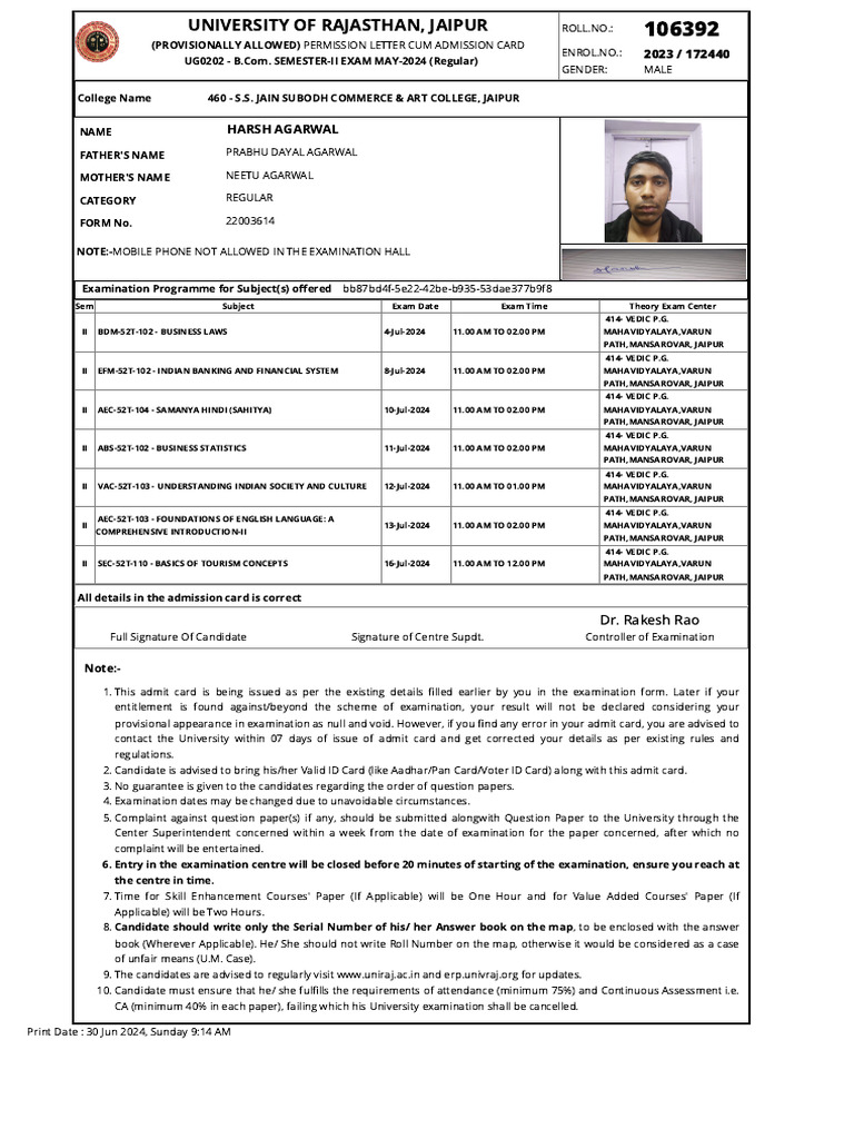 University of Rajasthan | PDF