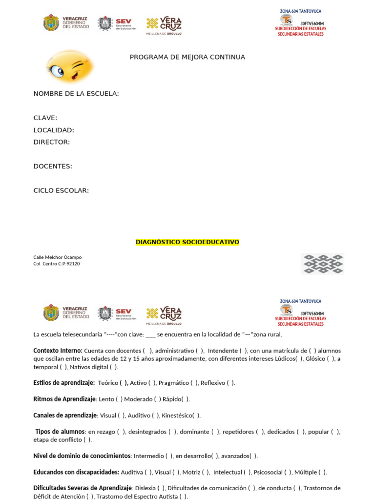 Formato PMC 2024 | PDF | Enseñando | Escuelas