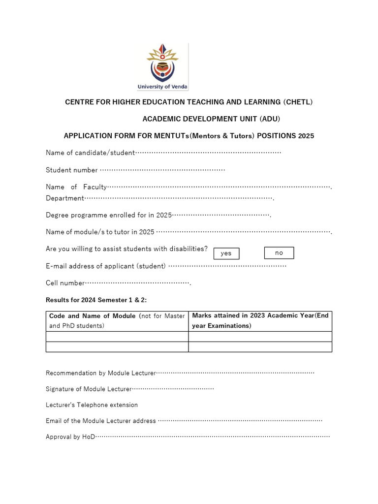 Mentut Application Form 2025 | PDF