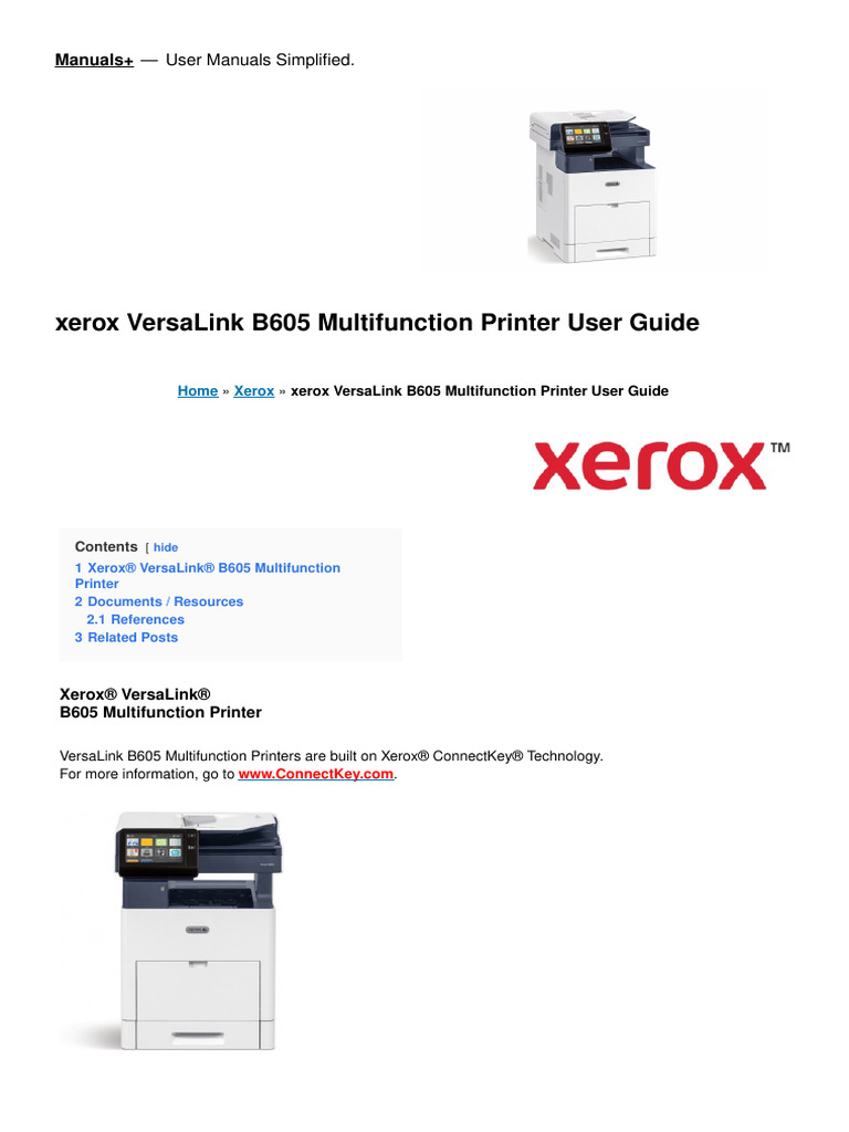 Versalink b605 Multifunction Printer Manual | PDF | Image Scanner | Fax
