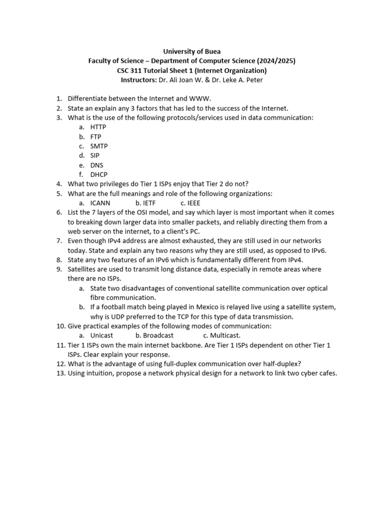 CSC 311 Internet Organization Tutorial | PDF