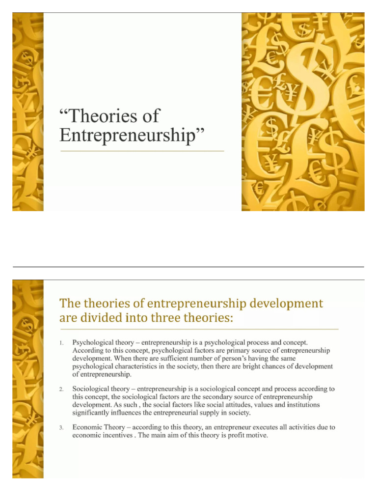 Lect 3 Theories of Entrepreneurship | PDF