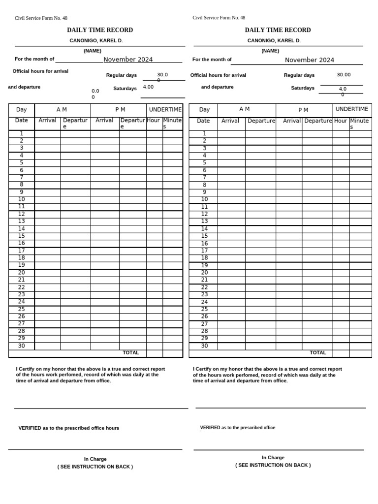 DTR November 2024 | PDF