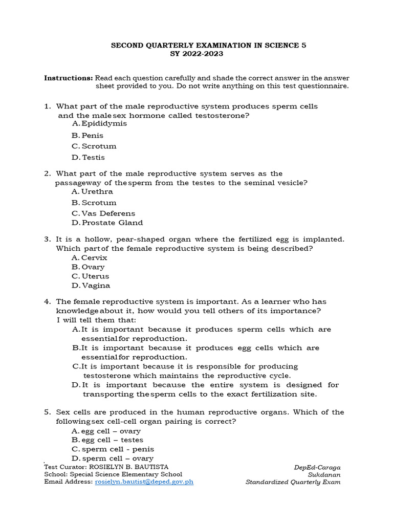 Q2_S3_TOS (Binisaya) | PDF | Reproductive System | Reproduction