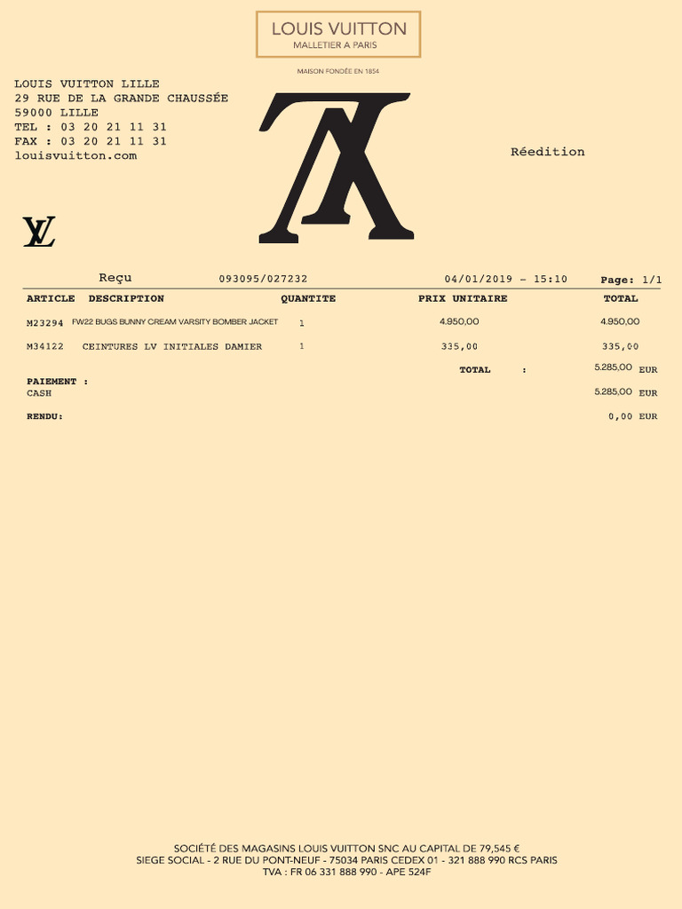Facture Louis Vuitton PDF | PDF