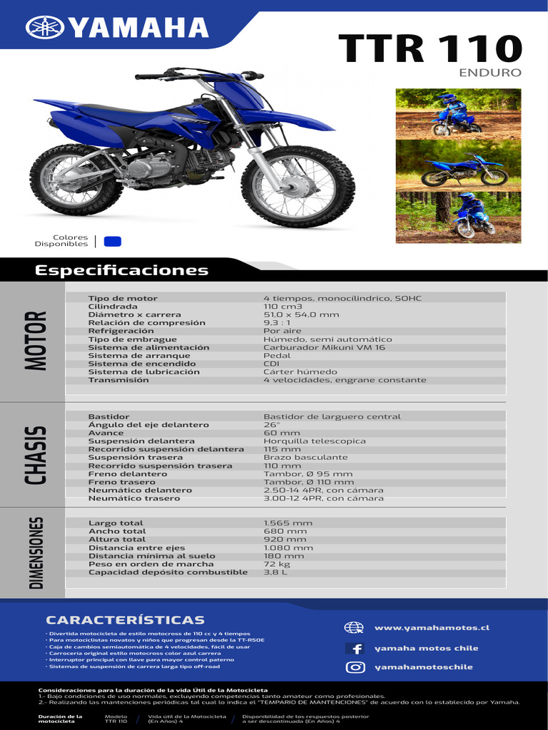 Yamaha TTR-110-1 | PDF | Motocicleta | Estilos de carrocería