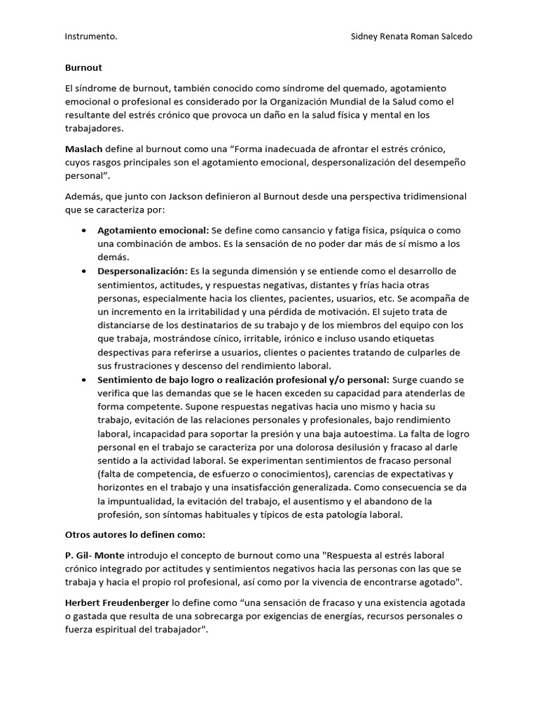 burnout | PDF | Burnout ocupacional | Salud mental burnout | PDF | Burnout ocupacional | Salud mental