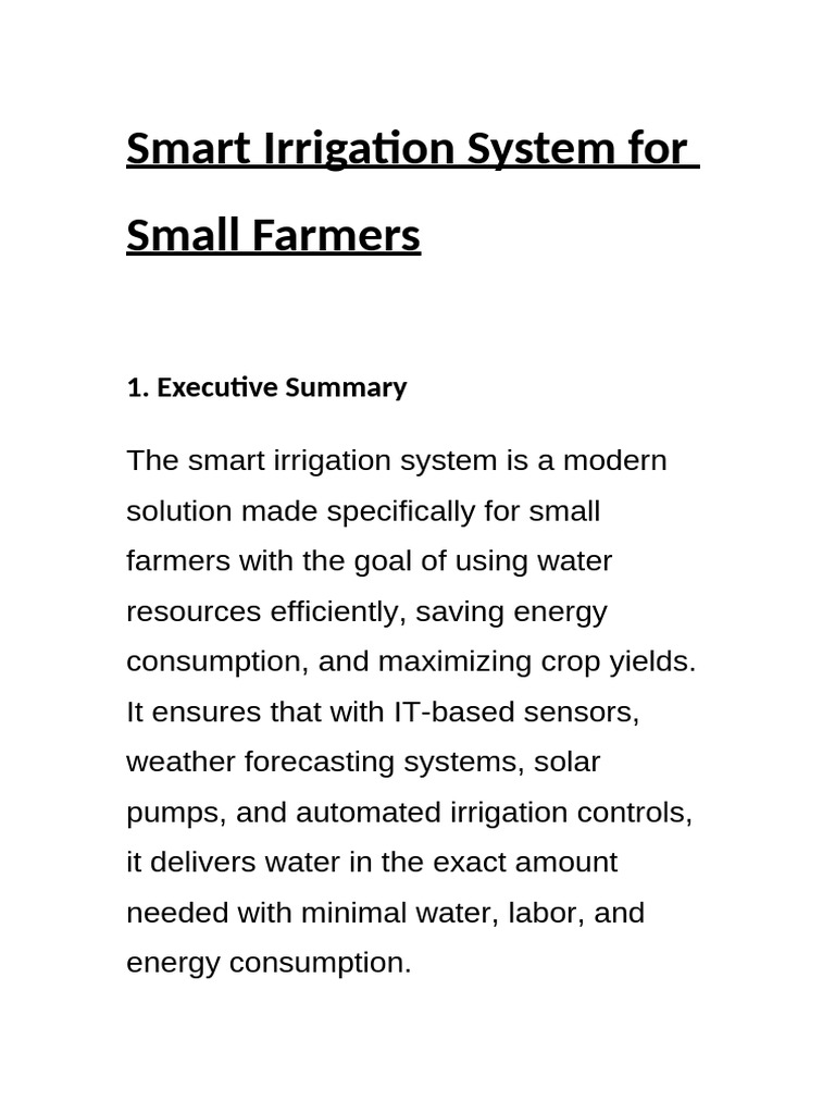 Smart Irrigation System For Small Farmers | PDF | Irrigation | Agriculture