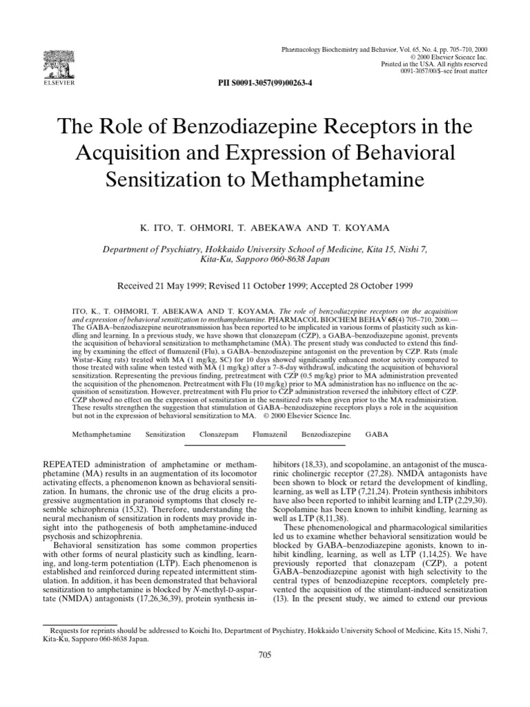 The Role of Benzodiazepine Receptors in The Acquisition and Expression ...