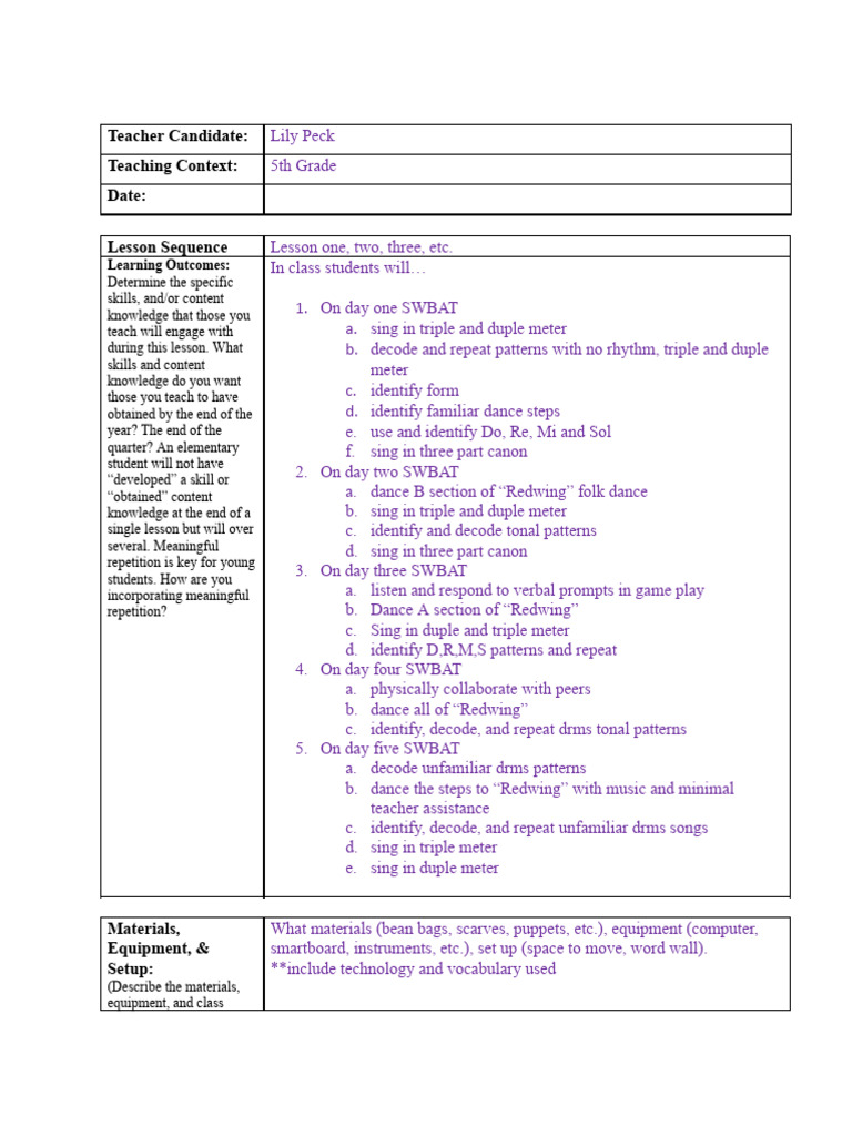 5 Sequential Lessons 5th Grade | PDF | String Instruments | Jazz