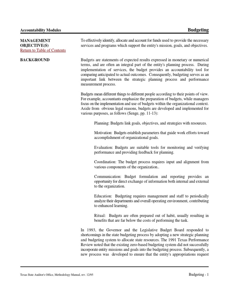 Return To Table of Contents: Accountability Modules Management ...