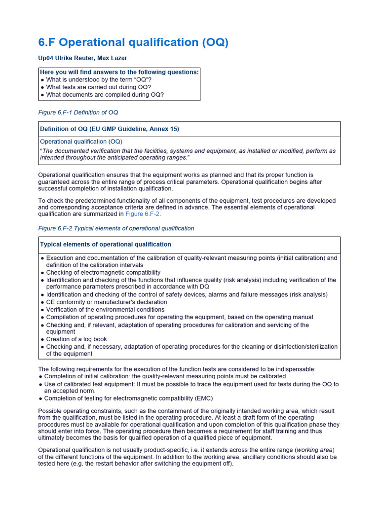 6 - F Operational Qualification (OQ) | PDF | Verification And ...