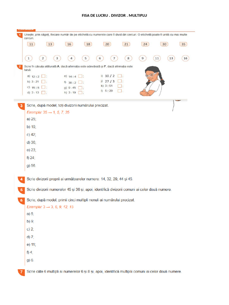 5 Divizor Multiplu FISA DE LUCRU | PDF