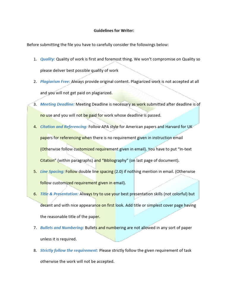 Guidelines for Writer | PDF