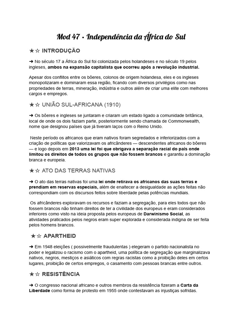 Fichamento - Lenilson Agostinho Cordeiro Neto | PDF | Apartheid | Nelson Mandela