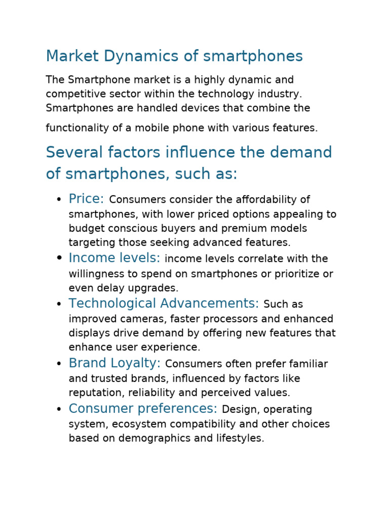Market Dynamics of Smartphones | PDF | Demand | Elasticity (Economics)