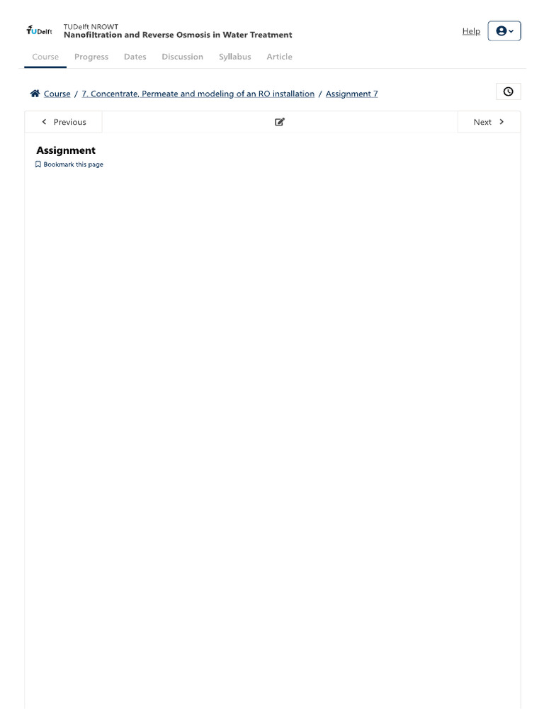 Assignment 7 - 7. Concentrate, Permeate... D Reverse Osmosis in Water Treatment | PDF ...