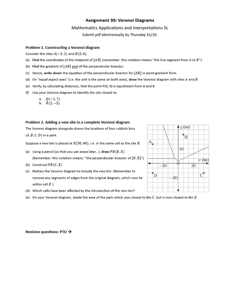 Math Assignment 30, Voronoi Diagrams | PDF