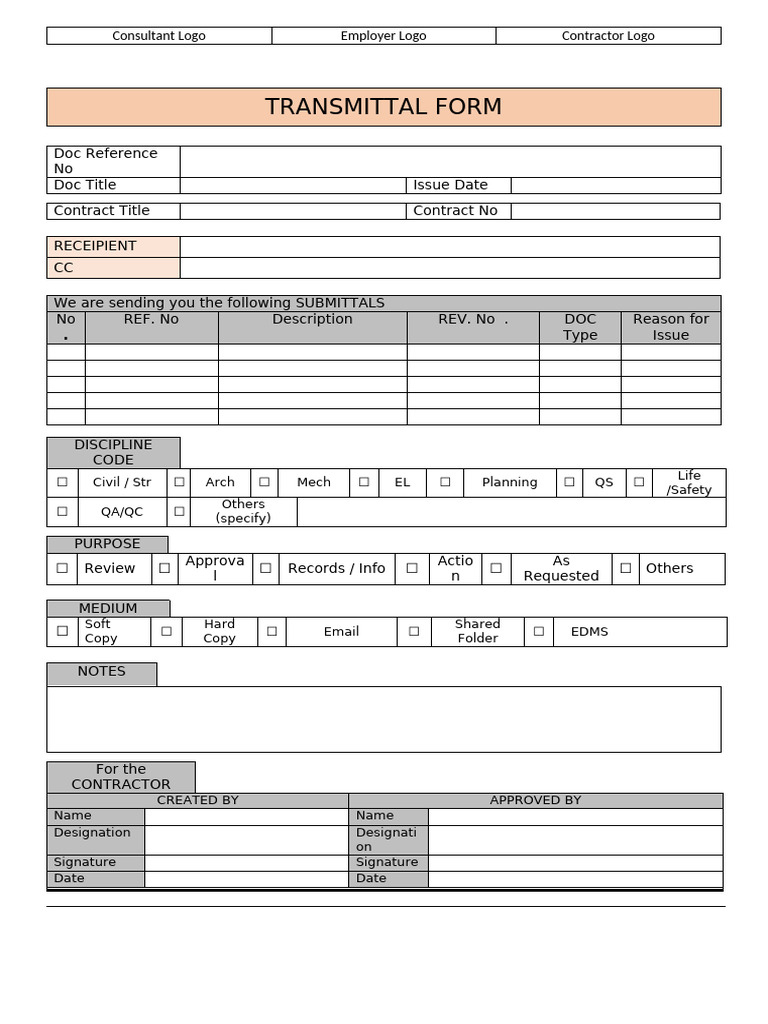 Transmittal Form | PDF