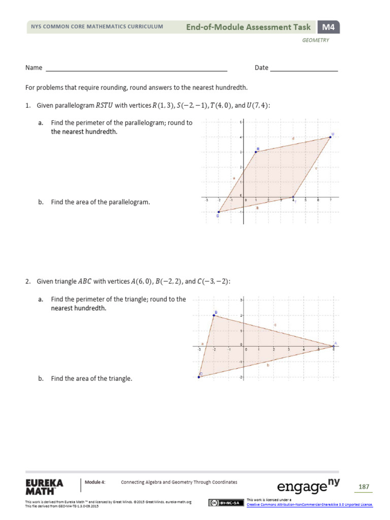 Geometry m4 End of Module Assessment | PDF | Mathematics | Area