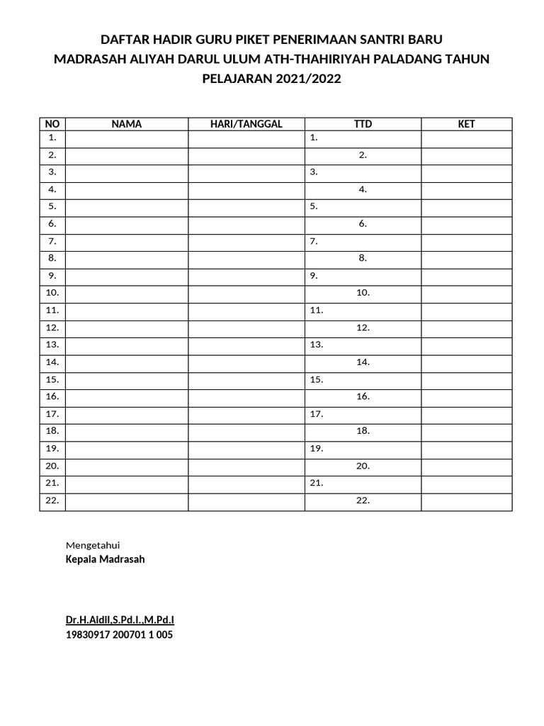 DAFTAR HADIR PIKET | PDF