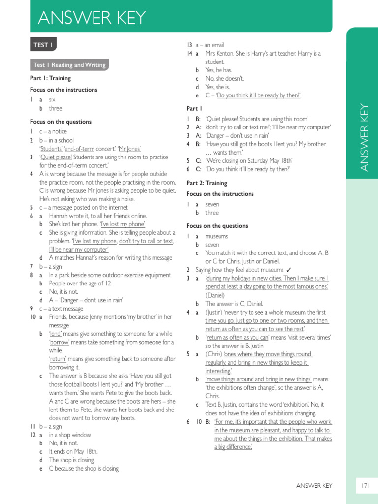 PTP_A2_KET_answer_key | PDF | Verb