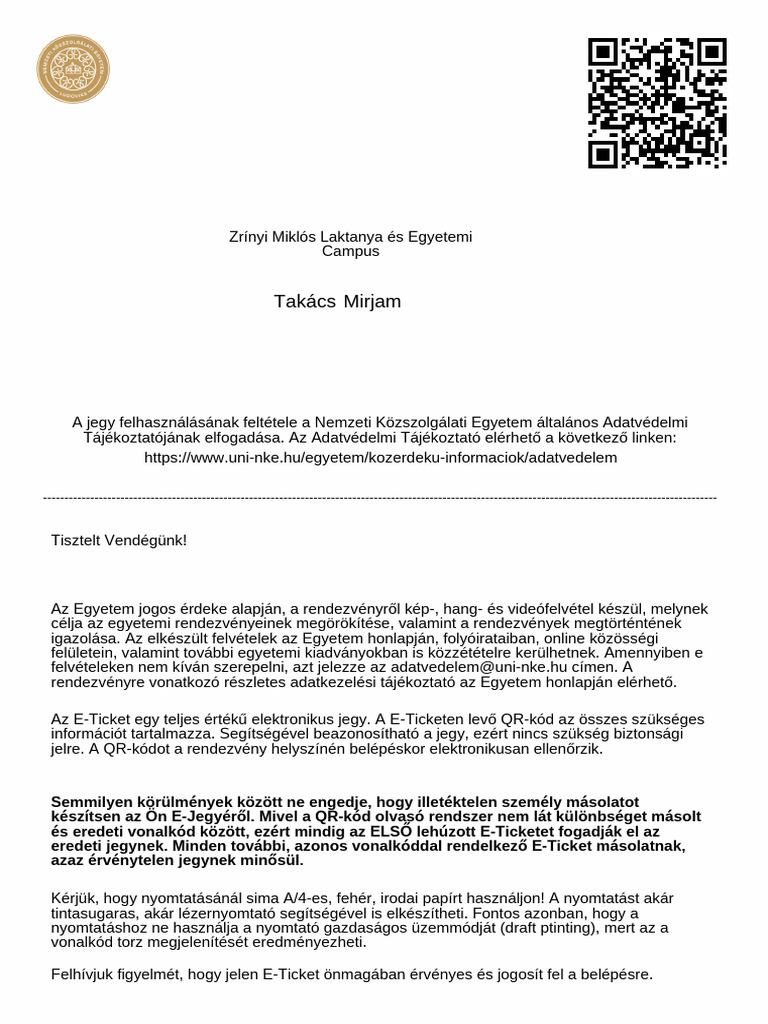 Kari Nyilt Nap-Ticket | PDF