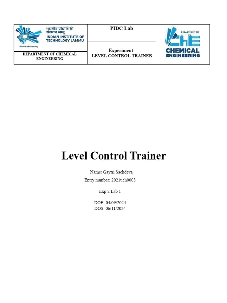 Level Control Trainer | PDF | Electricity | Electronics