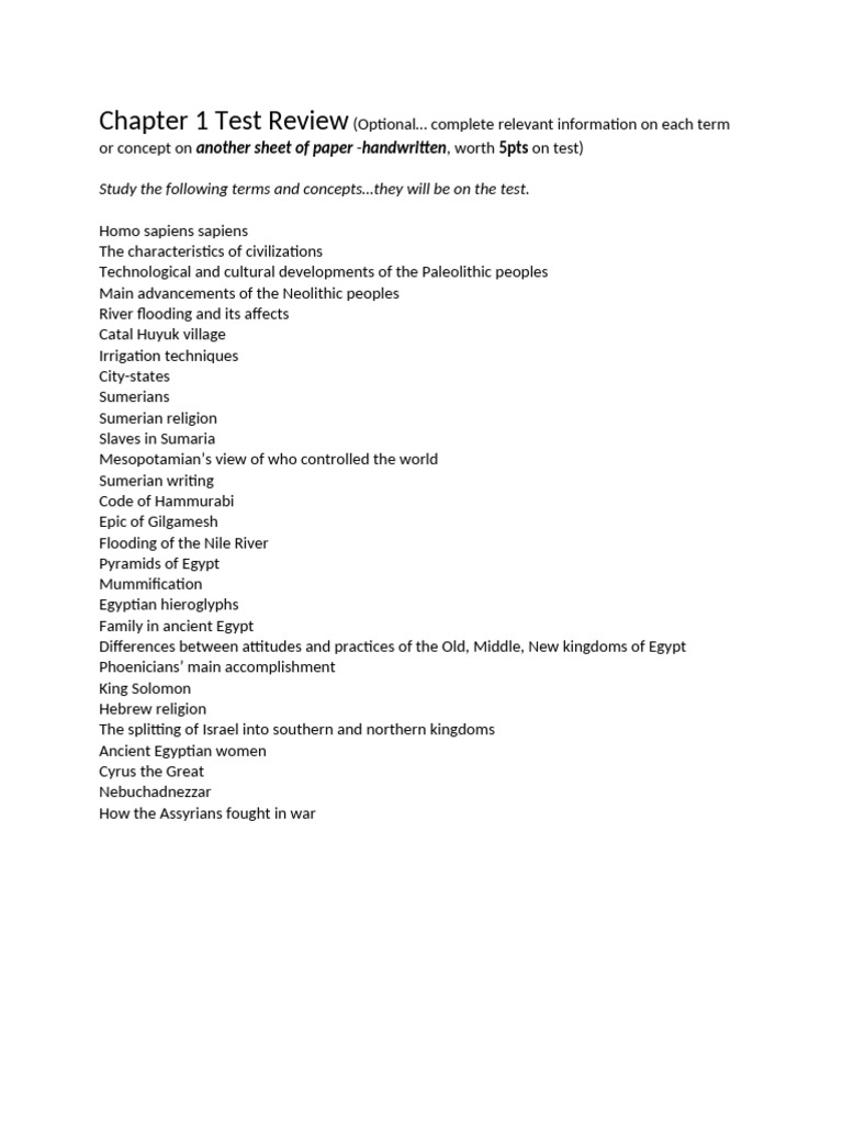 Chapter 1 Test Review | PDF