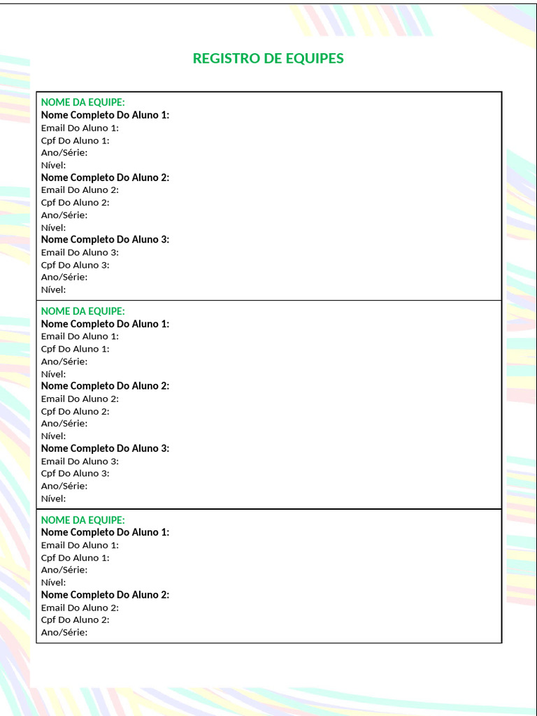 Registro de Equipe | PDF
