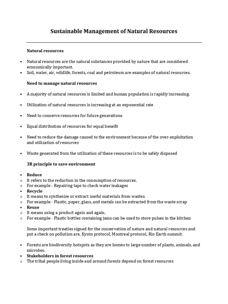 sustainable Management of Natural Resources | PDF | Waste | Recycling