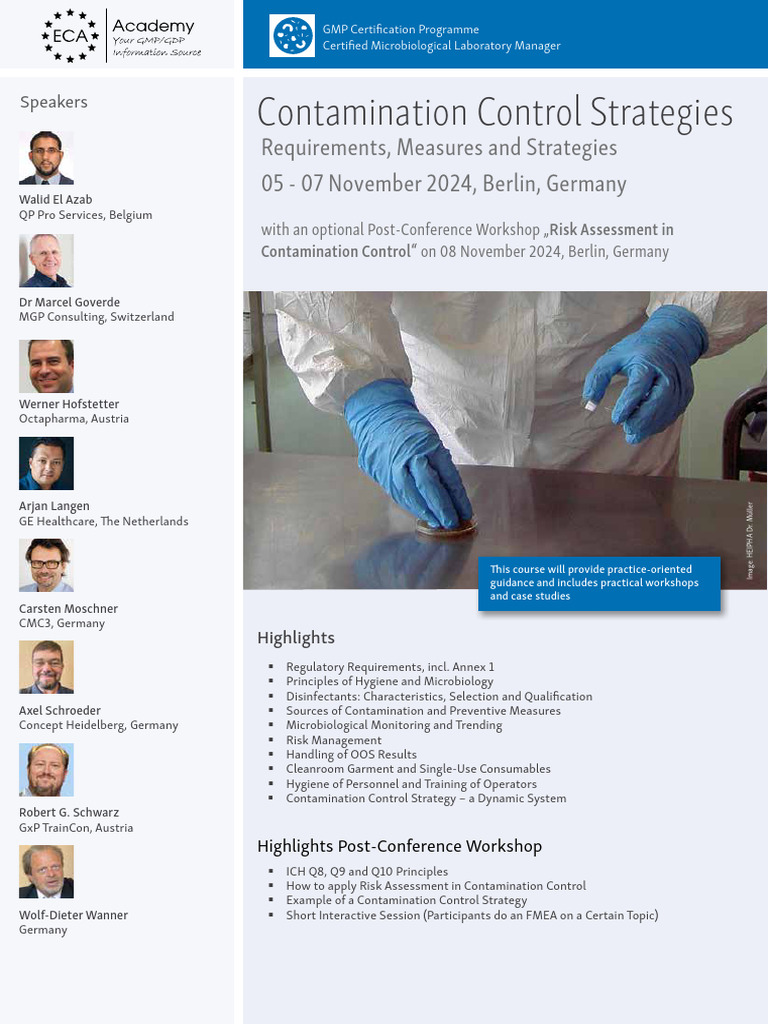 ECA Contamination Control | PDF | Disinfectant | Risk Management