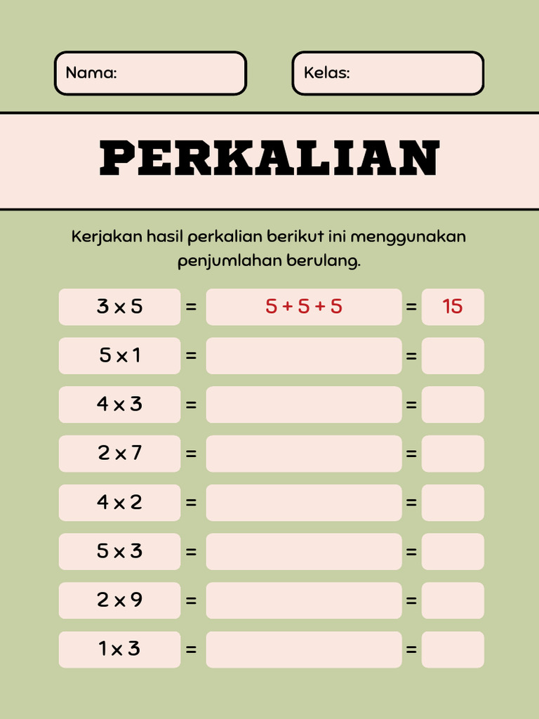 Hijau Lembar Kerja Matematika Perkalian - 241118 - 062757 | PDF