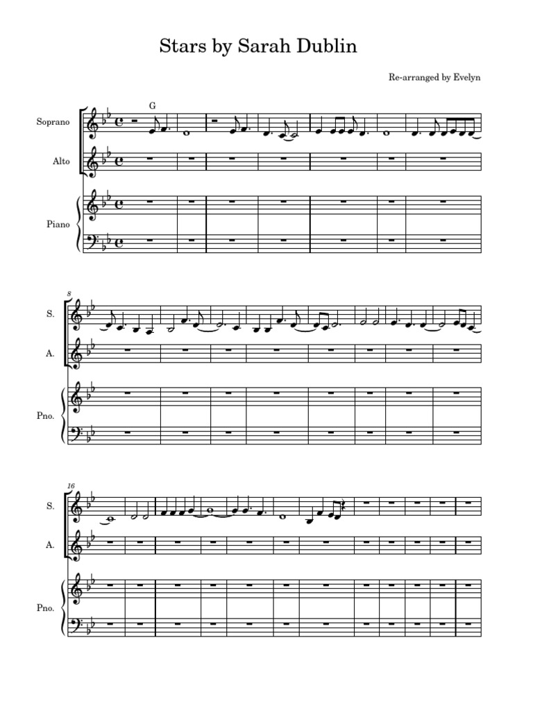 Piano Arrangement of "Stars" by Sarah Dublin | PDF