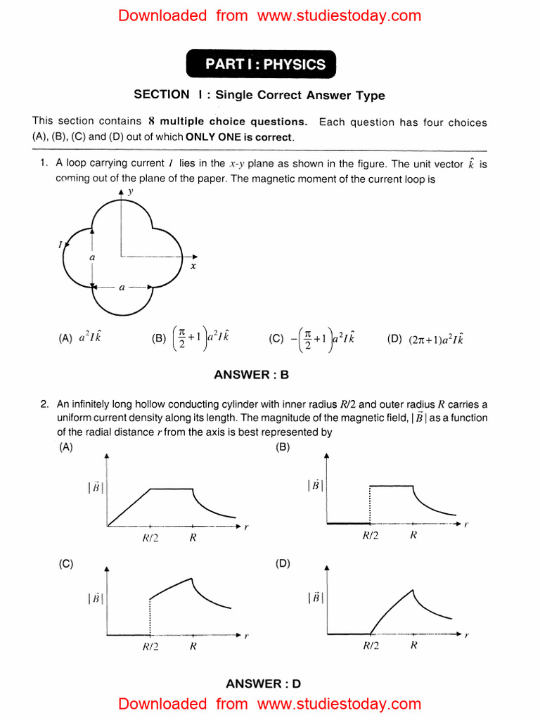 JEE Advanced Sample Question Paper Set 2 2012 With Answers | PDF | Austria
