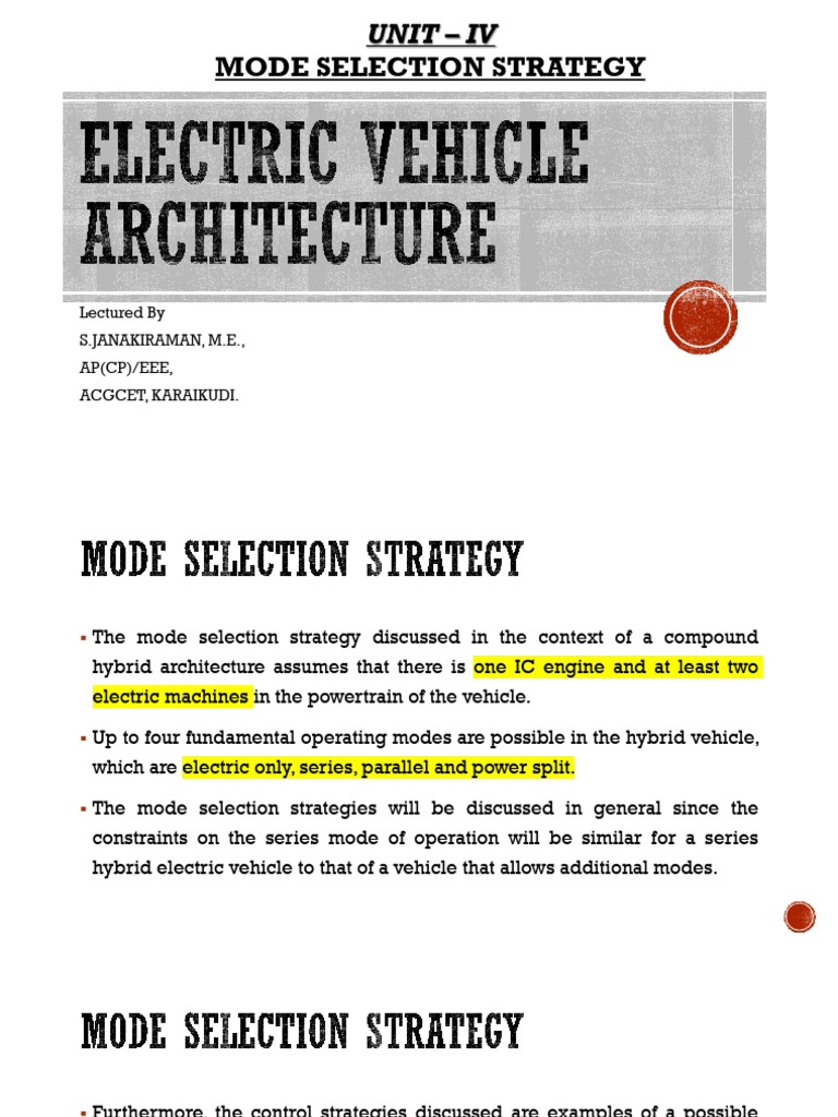 MODE SELECTION | PDF | Engines | Hybrid Electric Vehicle