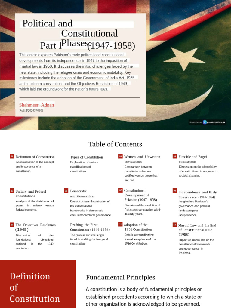Pakistan's Early Constitutional Era | PDF | Constitution | Government
