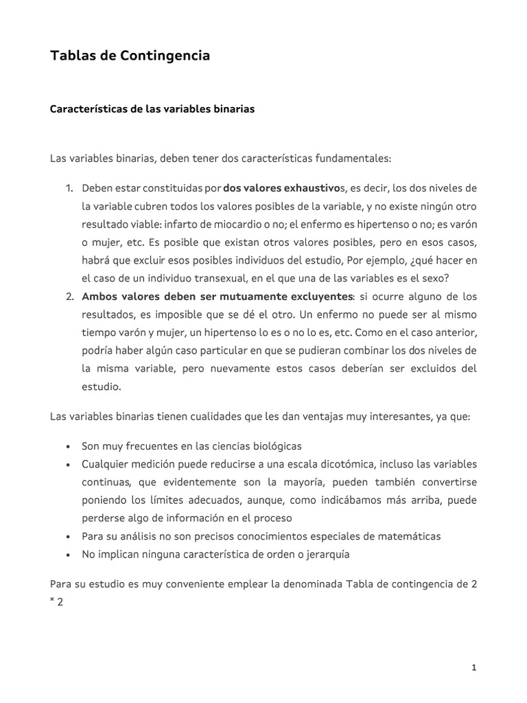 Tablas de Contingencias | PDF